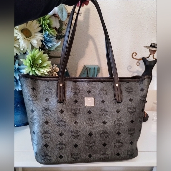 MCM | Bags | Mcm Tote Bag Grey Visetos Euc | Poshmark